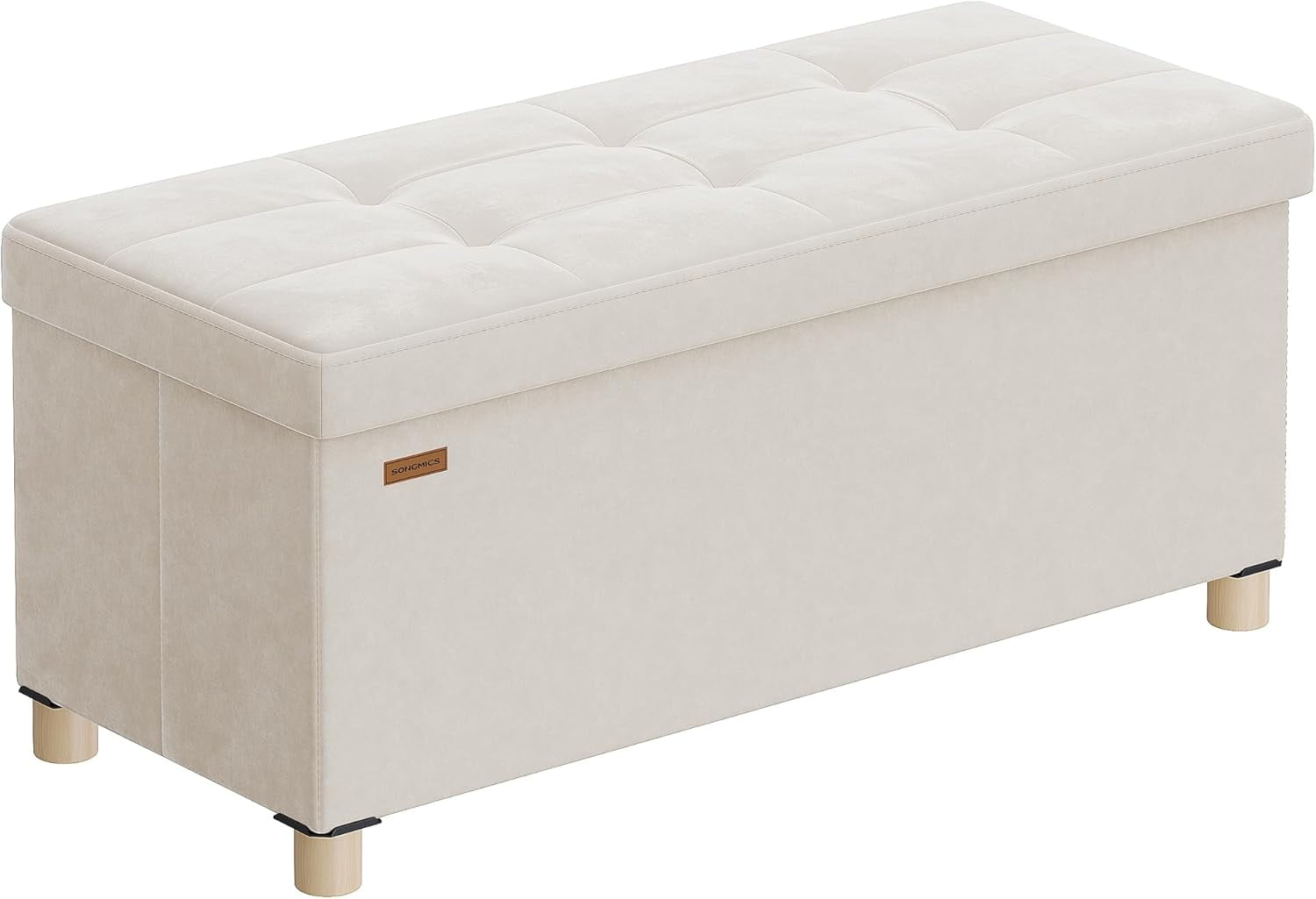 SONGMICS Storage Ottoman Bench, Folding Storage Chest, 15 x 30 x 15.2 ...