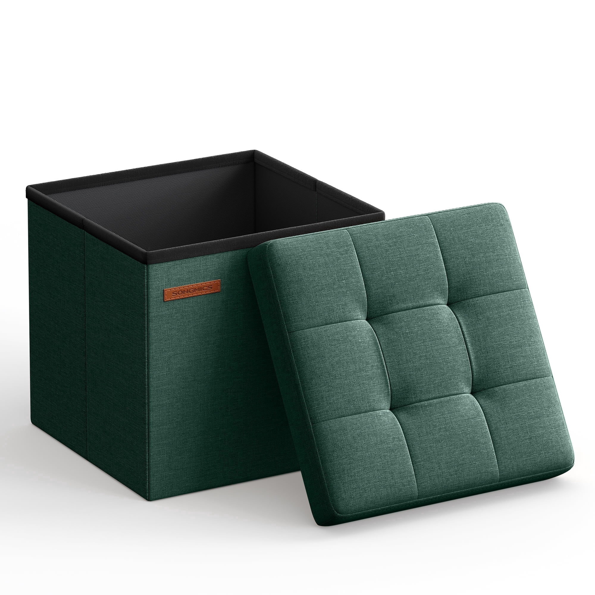 SONGMICS Storage Ottoman, Foldable Small Ottoman Foot Rest, 11.8 Inches ...