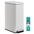 SONGMICS Trash Can, 13 Gallon (50 L) Slim Garbage Can for Kitchen, with ...