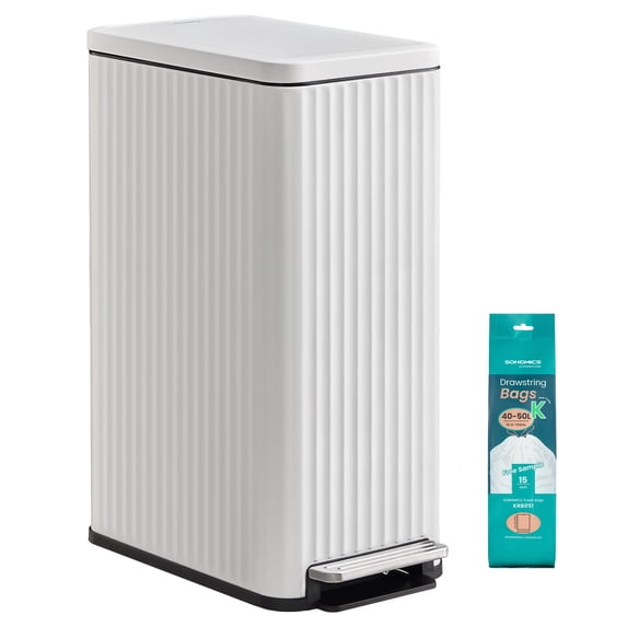 SONGMICS Trash Can, 13 Gallon (50 L) Slim Garbage Can for Kitchen, with ...