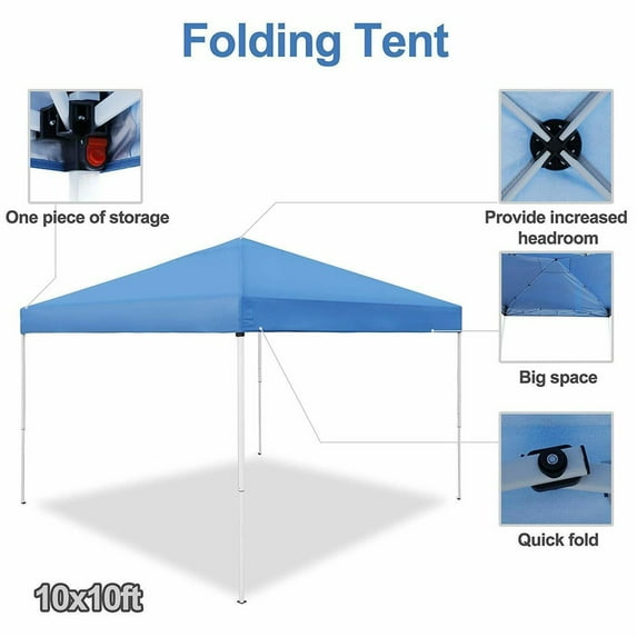 SONGMY 10x10 ft Pop Up Tent Canopy, Blue Party Tent with Adjustable ...