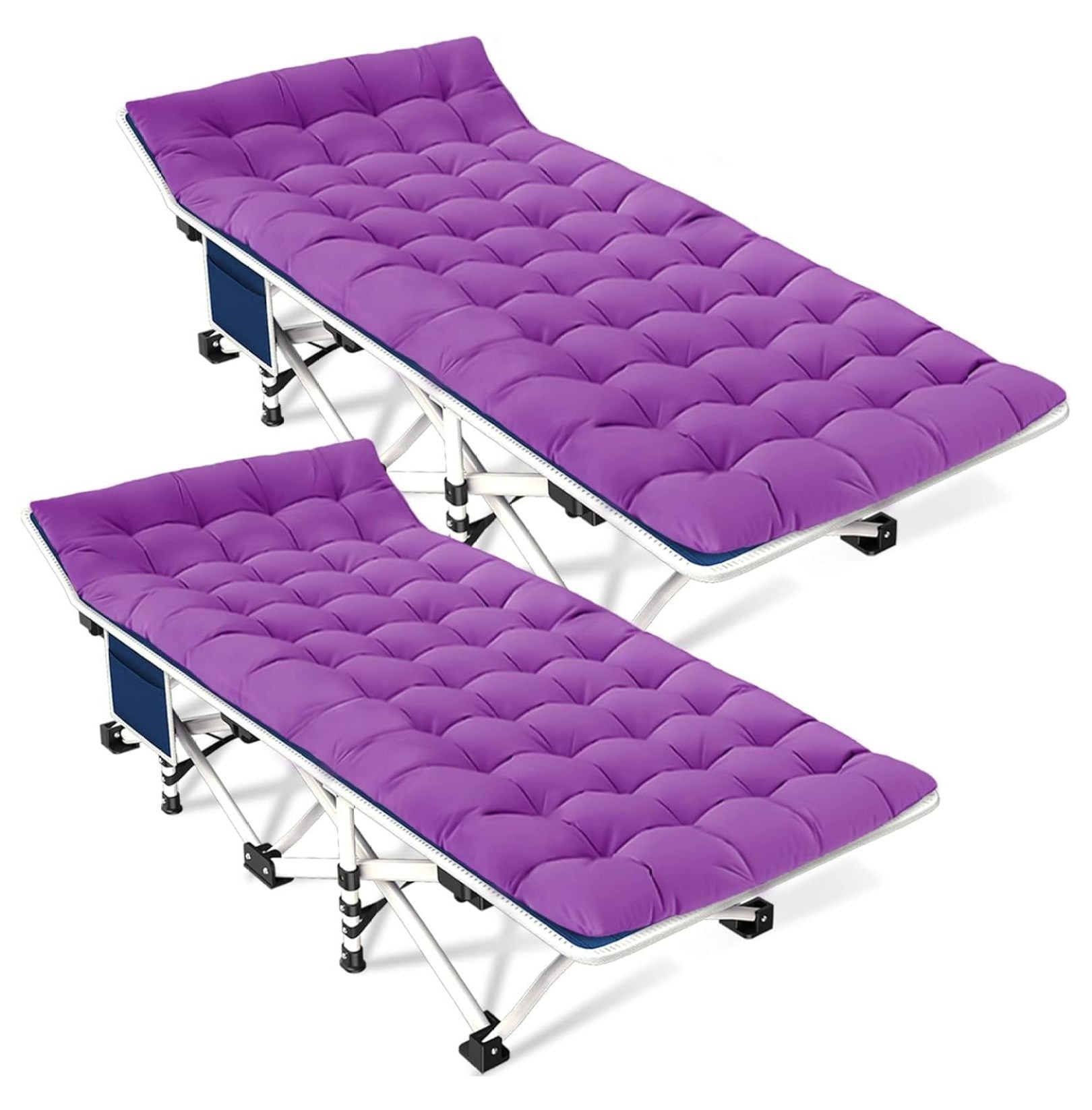 SONGMY 2 Pack Camping Cot with Comfortable Mattress 2 Person Camping ...