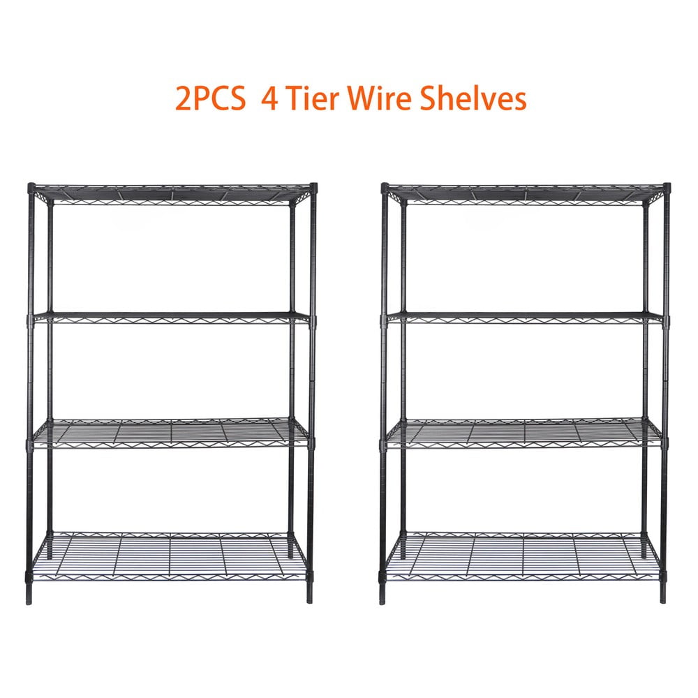 SONGMY 2PCS Black 4 Tier Steel Organizer, Wire Rack Shelving Unit Heavy ...