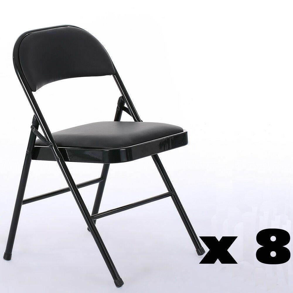 SONGMY 8 PACK Black Folding Chairs with Padded Cushion, Portable ...