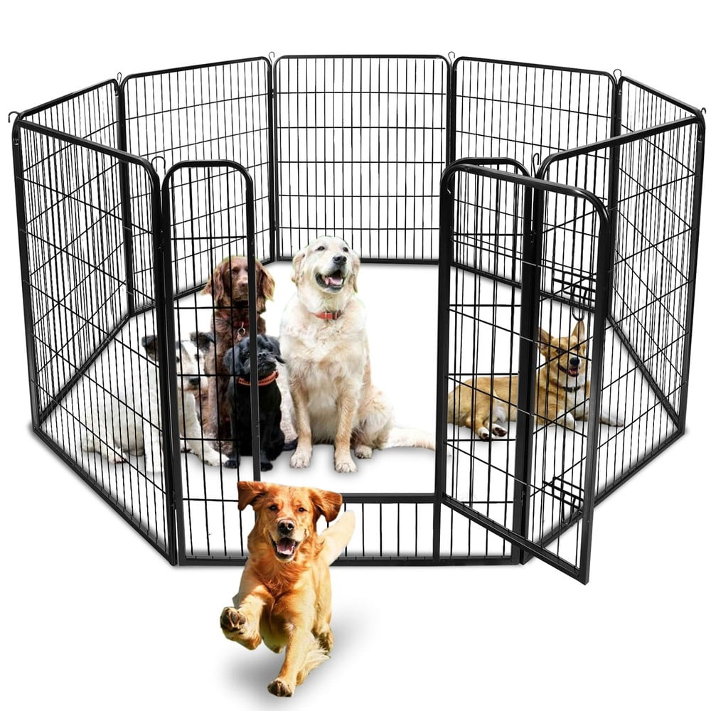SONGMY 8 Panels Metal Dog Cat Exercise Fence, 24" 30" 39" Pet Playpen ...