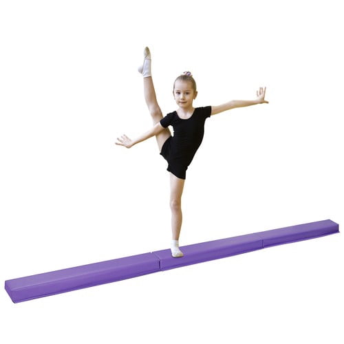 SONGMY 9 FT Folding Balance Beam, Purple Gymnastic Floor Beam with Non ...