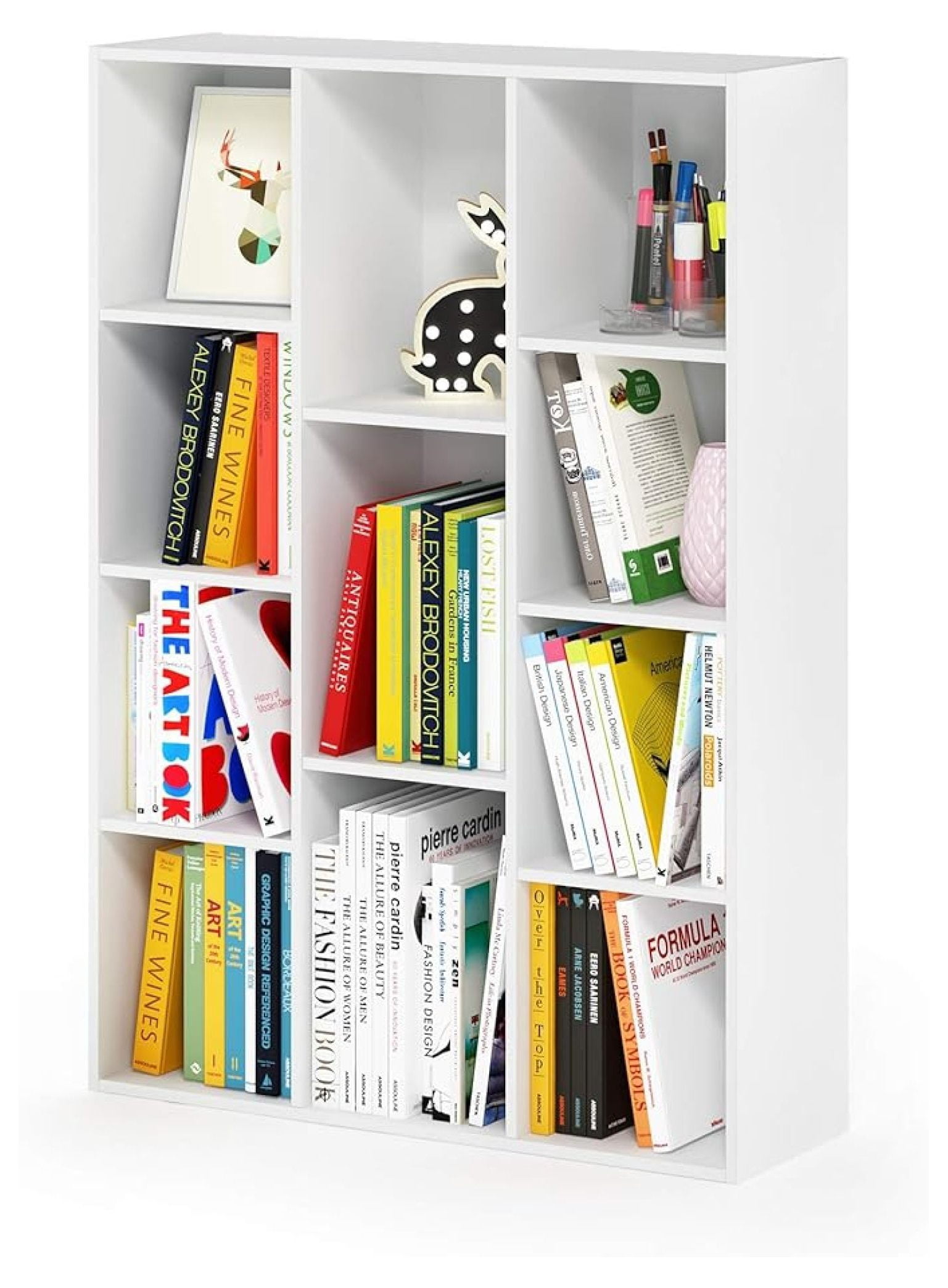 SONGMY Book Shelf, 11-Cube Bookshelf, Reversible Bookcase, 9.4 x 29.1 x ...