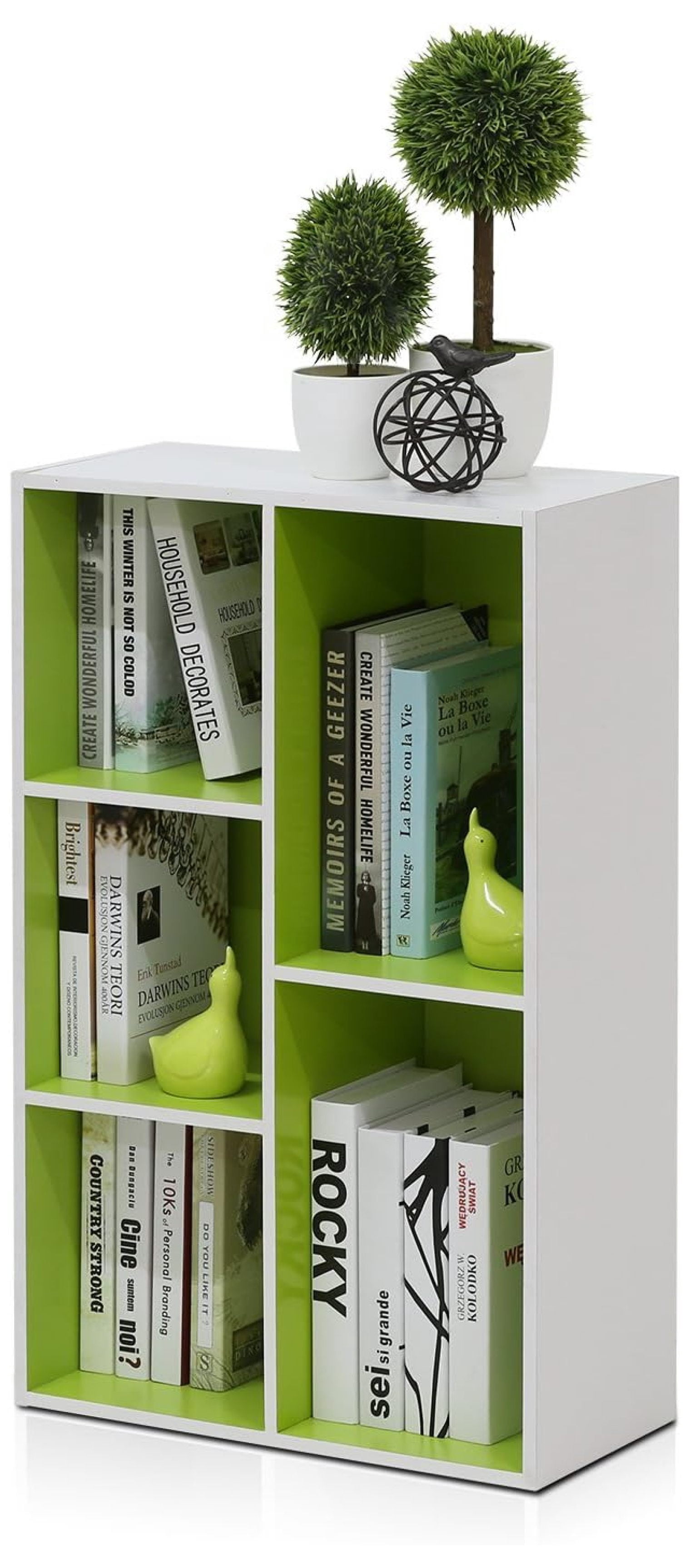 SONGMY Book Shelf, 5-Cube Bookshelf, Reversible Bookcase, 9.4 x 19.5 x ...