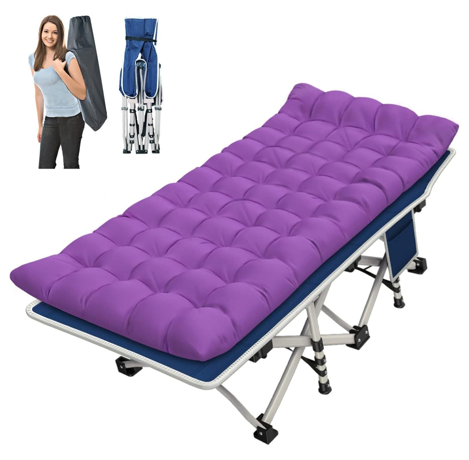 SONGMY Cot, Camping Cot with Comfortable Thick Pad Cots for Sleeping ...