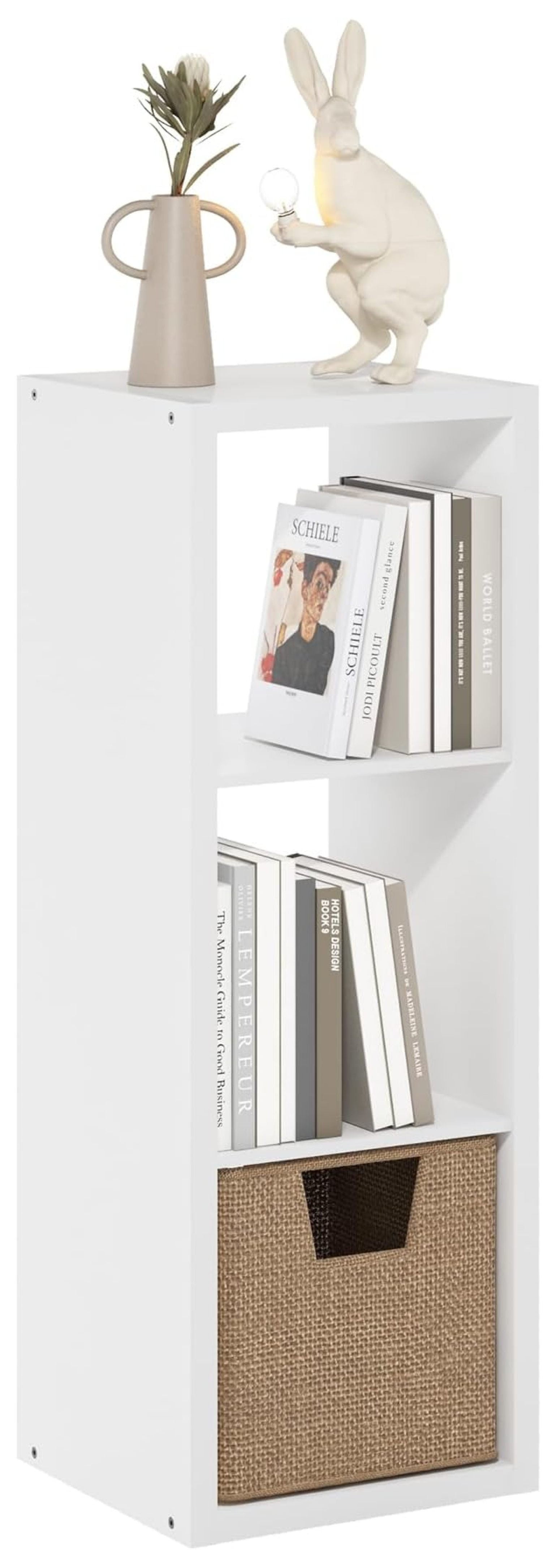 SONGMY Cubicle Book Shelf, 3-Cube Thick Frame Bookshelf, Horizontally ...