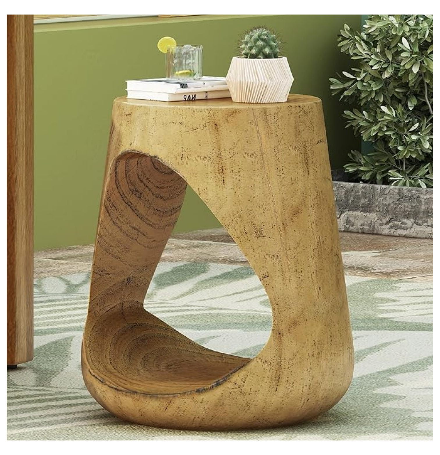 SONGMY Hollow MGO Accent Side Table, Unique Modern End Table with Wide ...