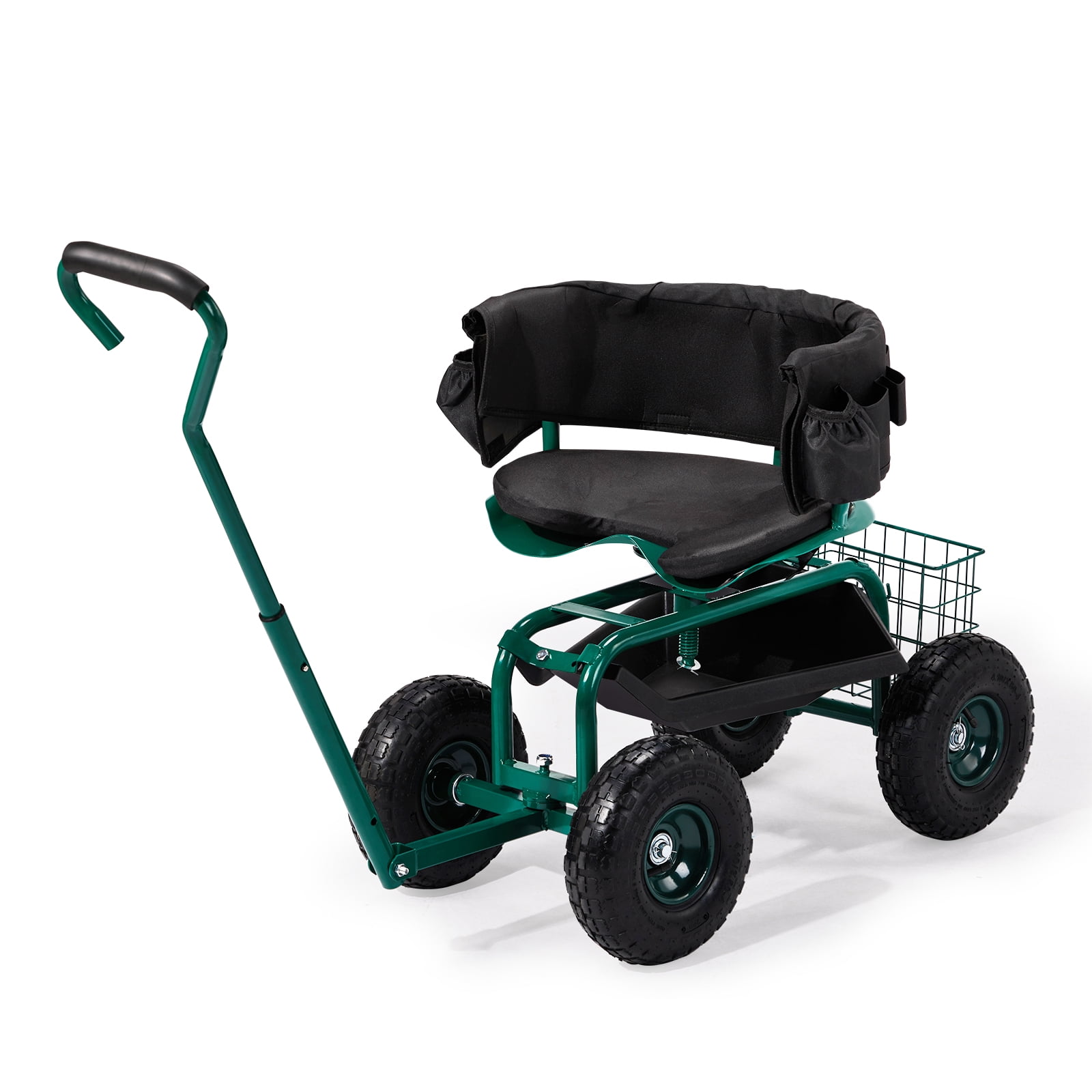 SONGMY Rolling Garden Cart with Seat, Metal Rolling Garden Work Seat ...