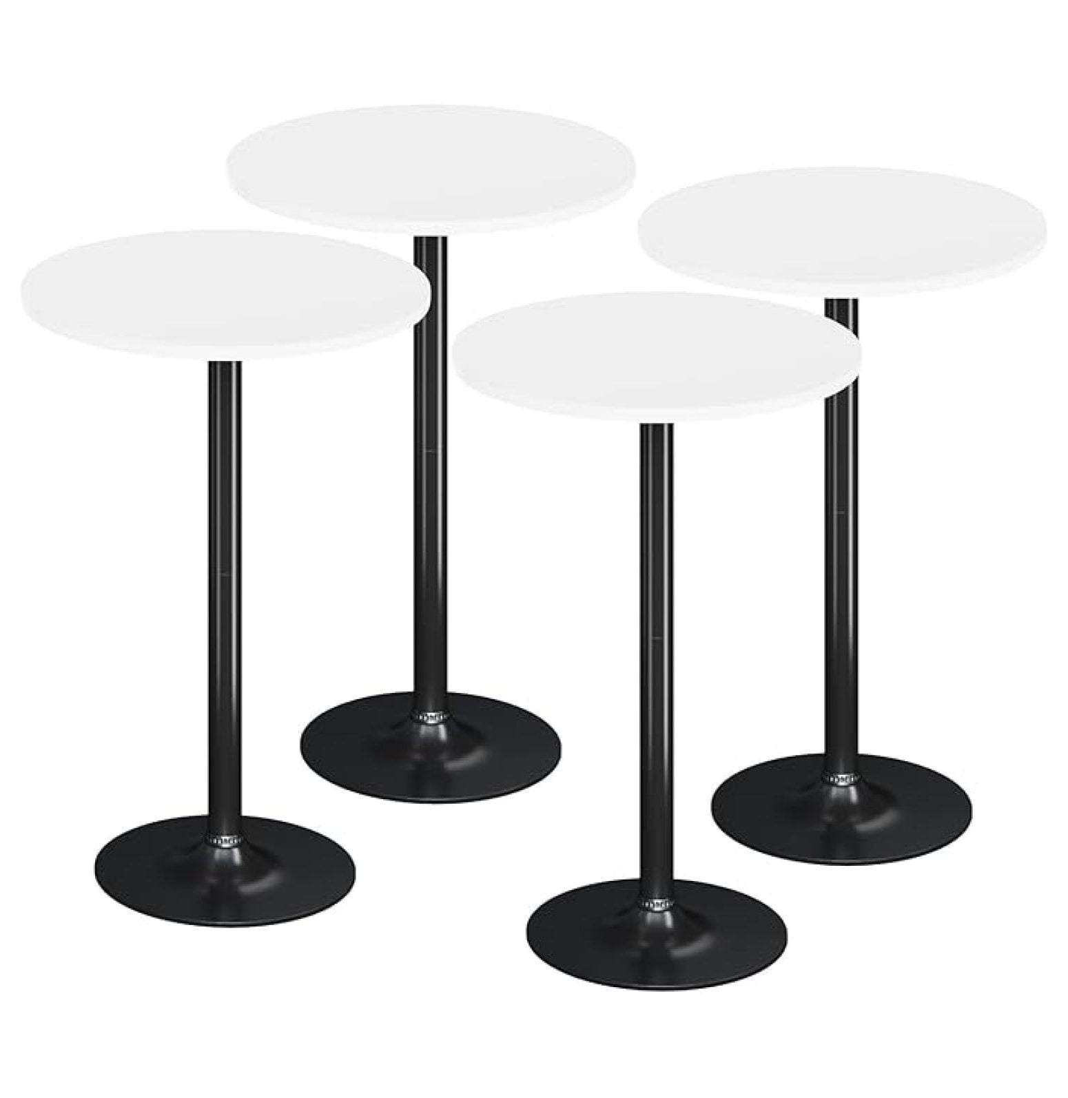 SONGMY Round Bistro Pub Table 4 Pack Modern Style Metal Base MDF Top ...