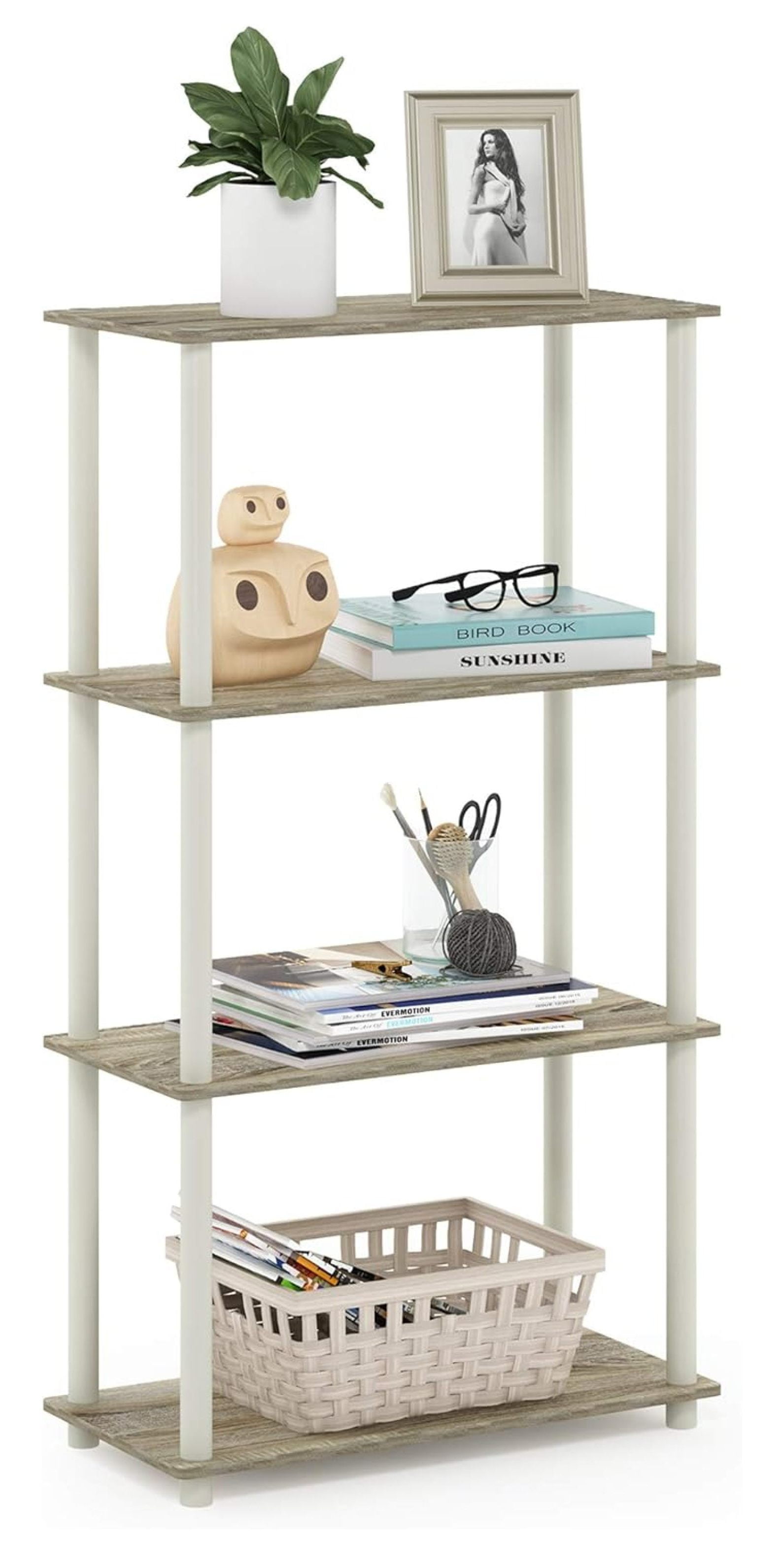 SONGMY Turn-N-Tube 4-Tier Multipurpose Shelf Display Rack, Round Tubes ...