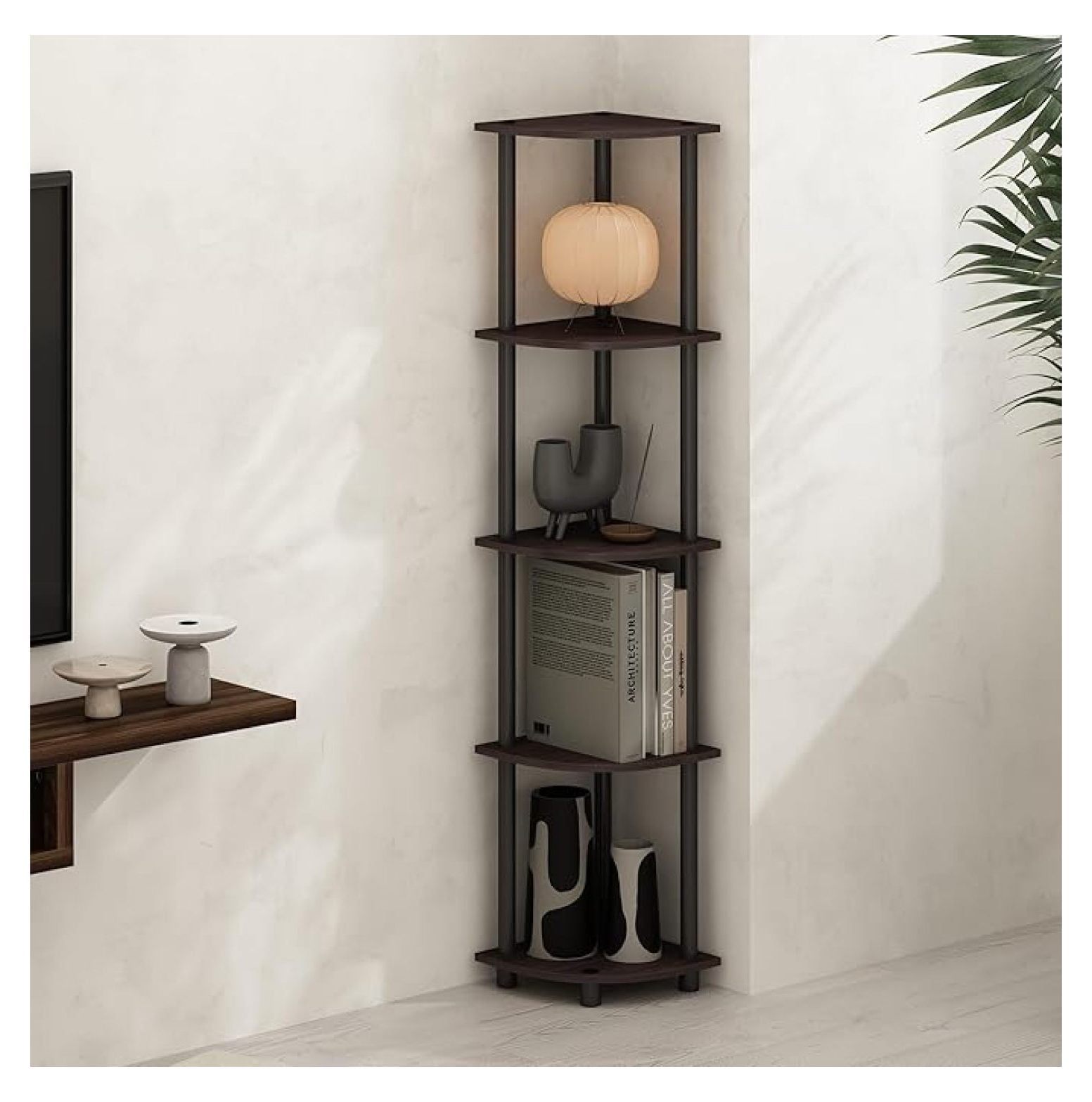 SONGMY Turn-N-Tube Corner Shelf, 5-Tier Corner Display Rack, Shelving ...