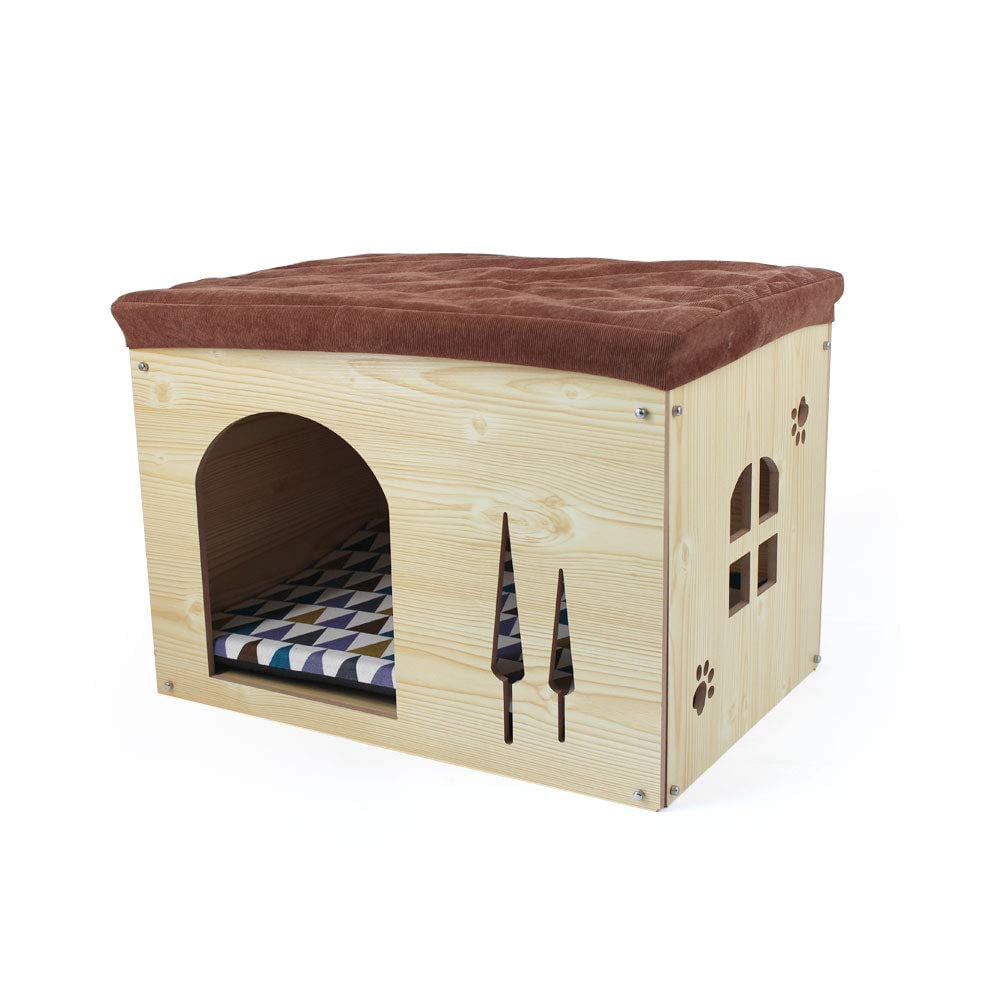 SONGWAY Cat House for Indoor Cats - Wood Pet House Cat Cave with Mat ...
