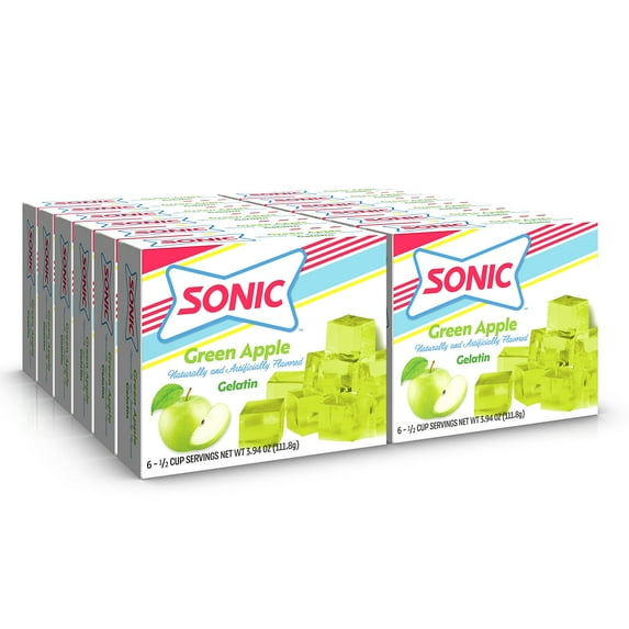 SONIC Green Apple Gelatin, GGA1 3.94 Oz. - Fat Free Dessert Mix with ...