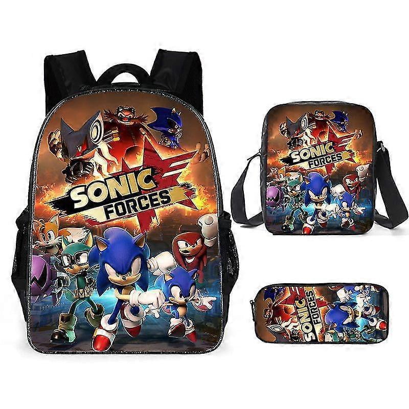 SONIC Sonic Schoolbag Three-Piece Set - Anime Cartoon Backpack ...