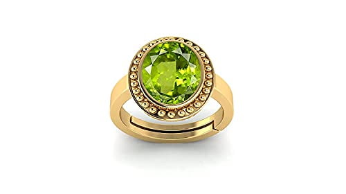SONIYA GEMS 6.00 Carat Certified Natural Green Peridot Gemstone Gold panchdhatu Metal Adjustable ...