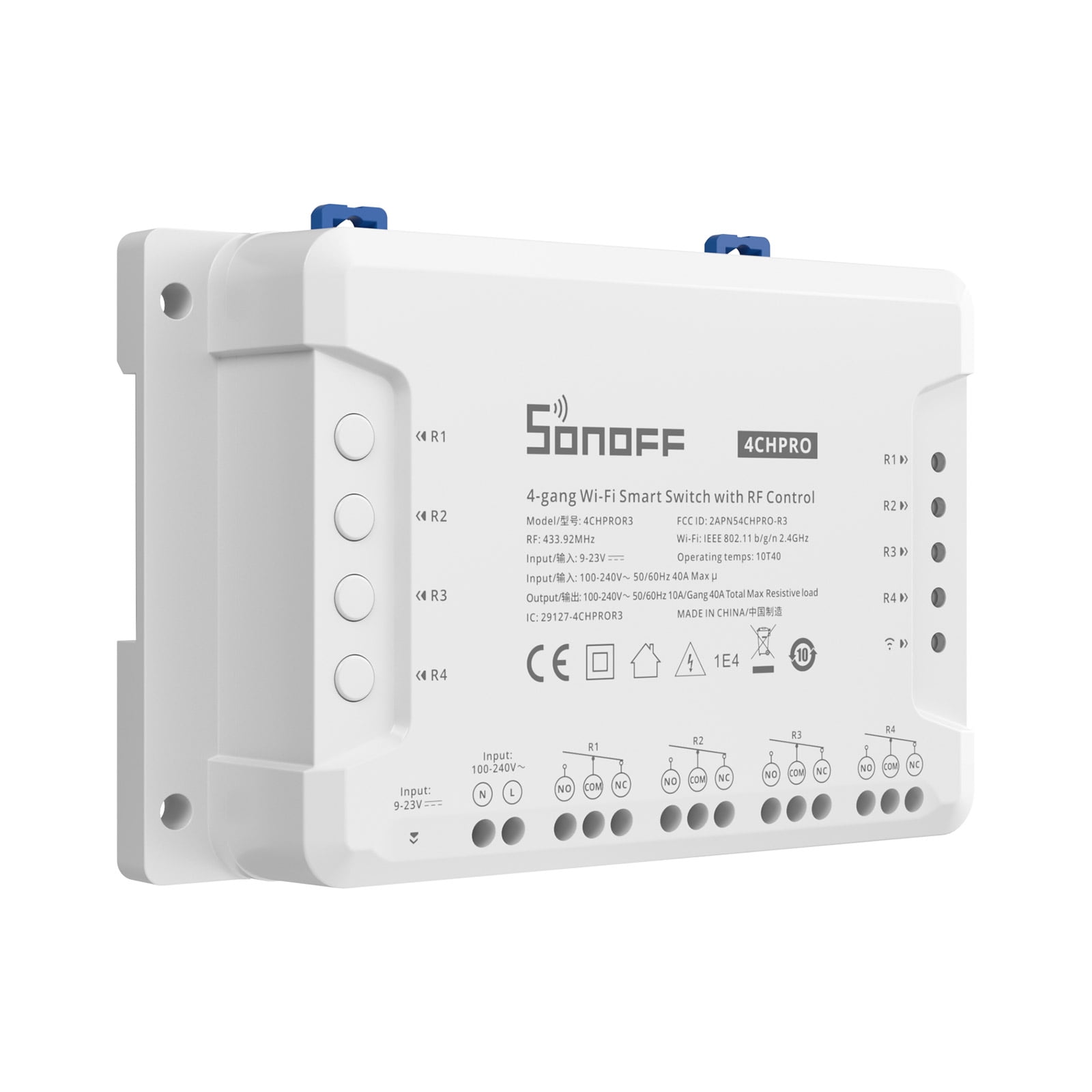 SONOFF 4CHProR3 Wi-Fi Smart Switch,4-Channel Din Rail Mounting Home ...