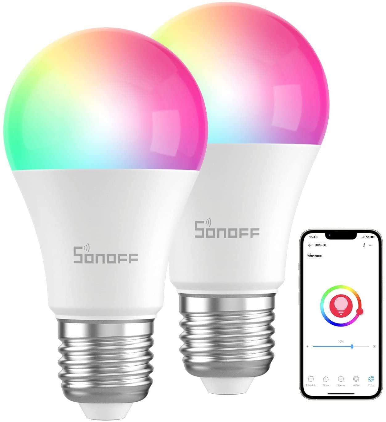 SONOFF Wi-Fi Smart LED Bulb,Smart Wi-Fi Connected LED 9-Watt A19 Light ...