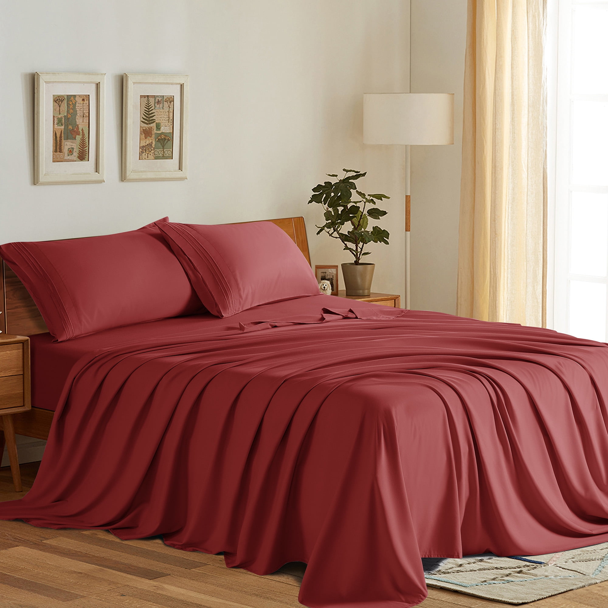 SONORO KATE Bed Sheets Set, 1800 Series Microfiber Deep Pocket 4 Pieces ...