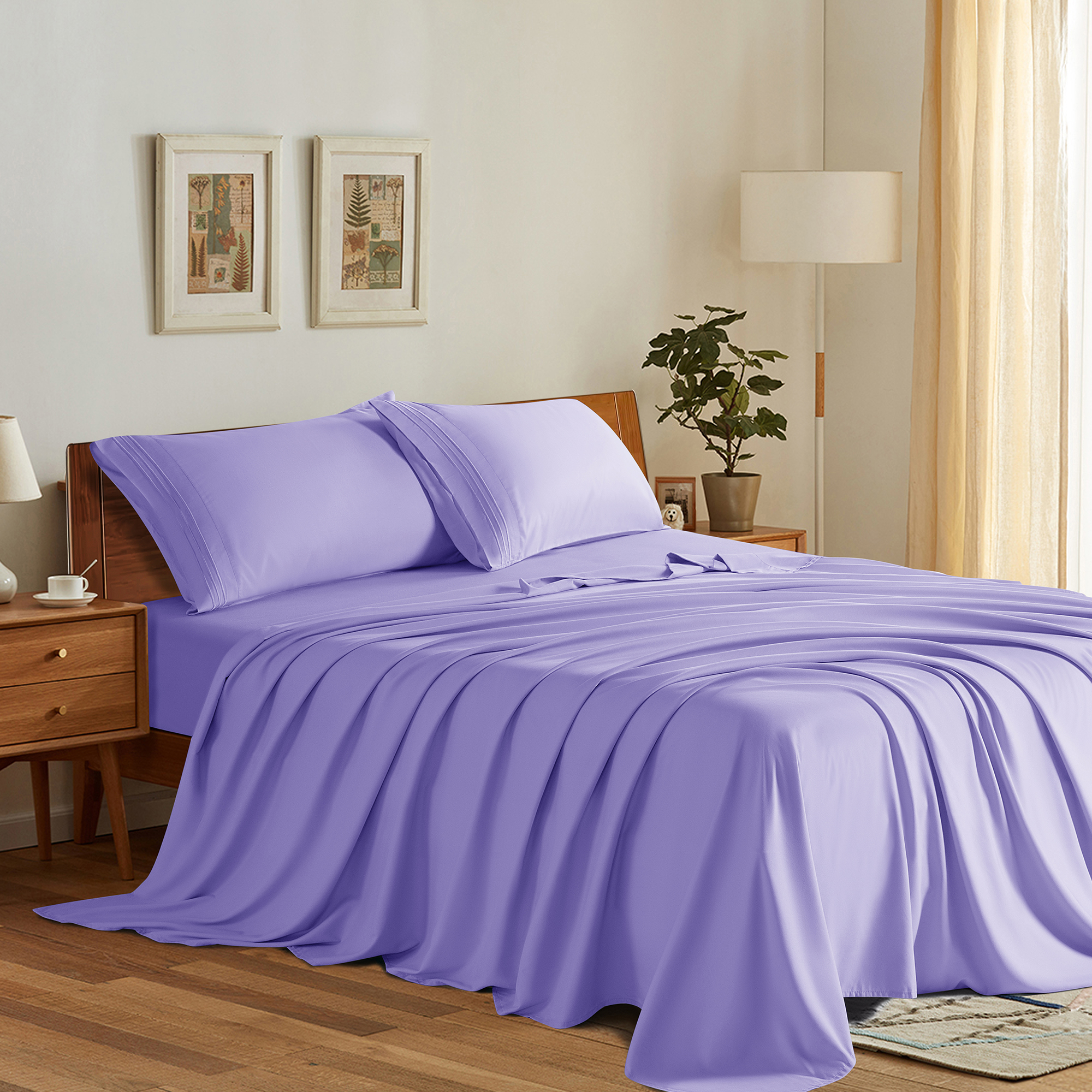 NTBED Satin Sheets Full Lavender Luxury Silky Bed Sheets 1800 ...