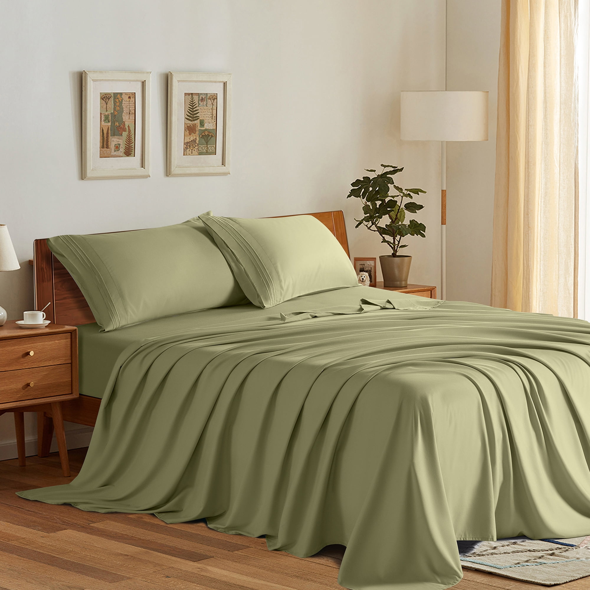 SONORO KATE Bed Sheets Set, 1800 Series Microfiber Deep Pocket 4 Pieces ...