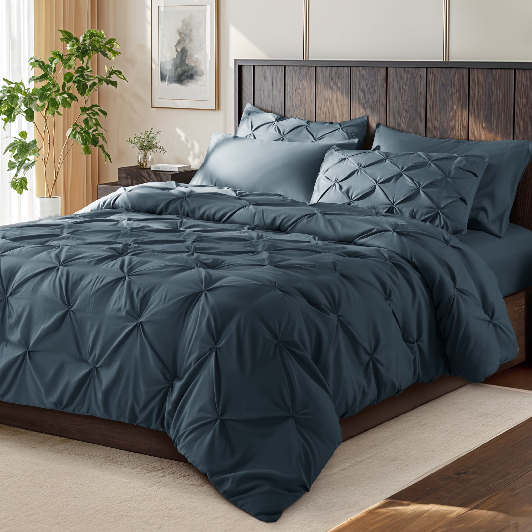 Sonoro Kate, Full Comforter Set, Navy Blue, 7 Pieces Bedding - Walmart.com