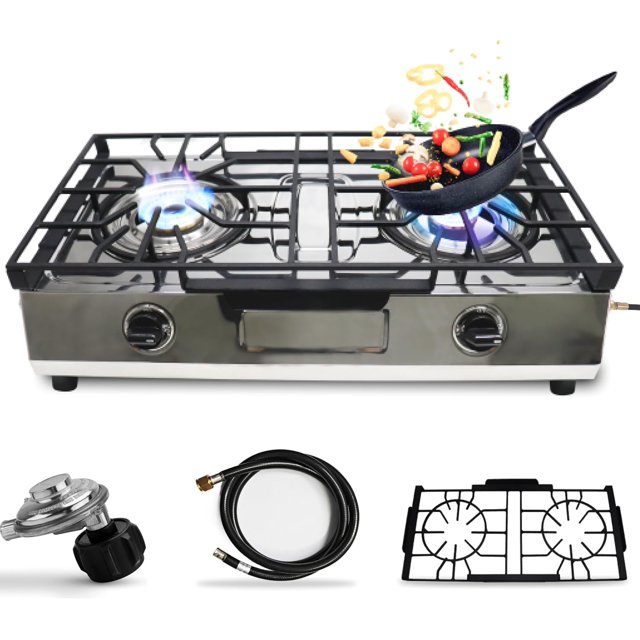 SONRET Double Burner Stove Stainless Steel Propane Portable Cooktop for ...