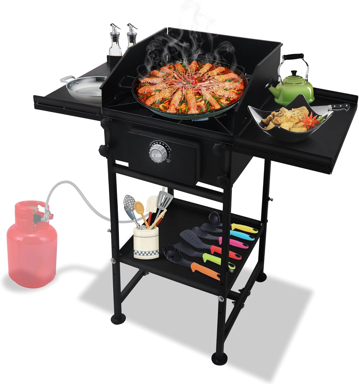 SONRET - Single Burner Propane Stove - with Dual Side & Bottom Shelf ...