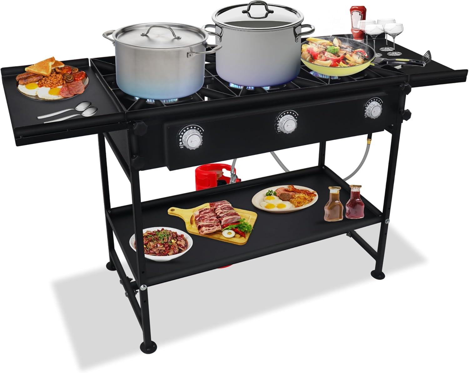 SONRET - Three Burner Propane Camping Stove - with Dual Side ...