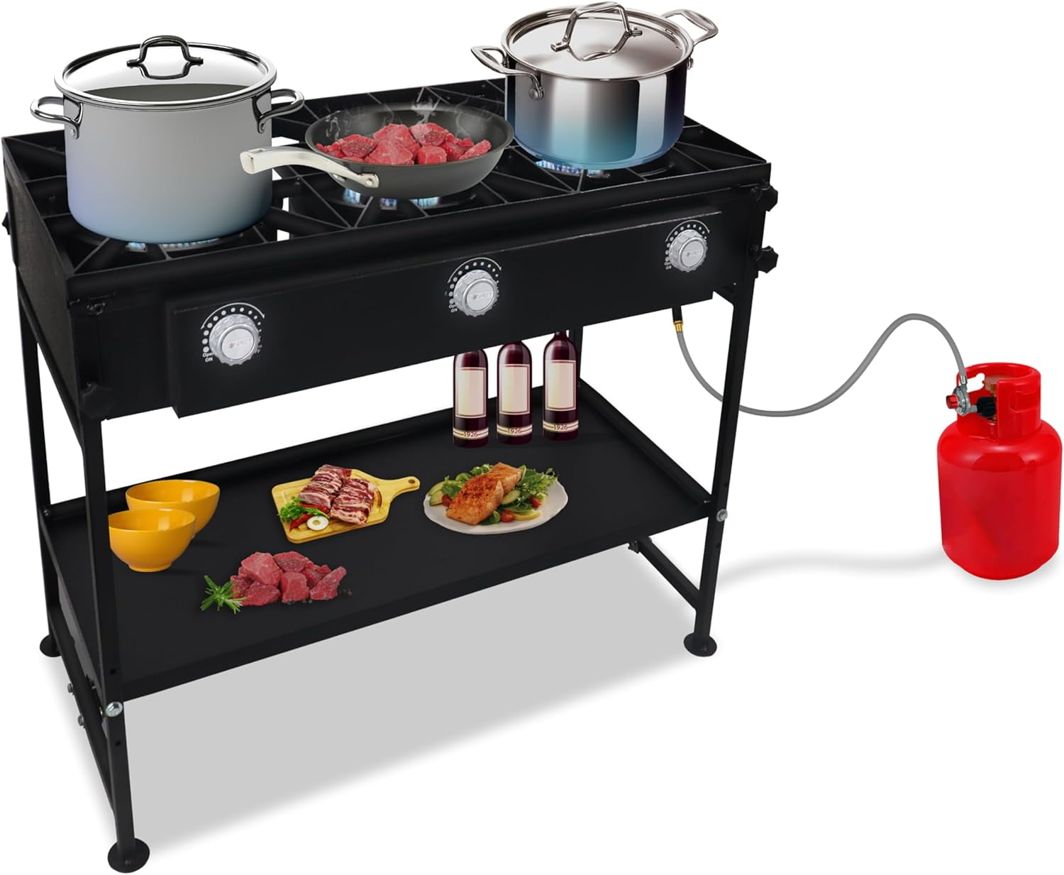 SONRET - Three Burner Propane Outdoor Camping Stove - with Adjustable ...