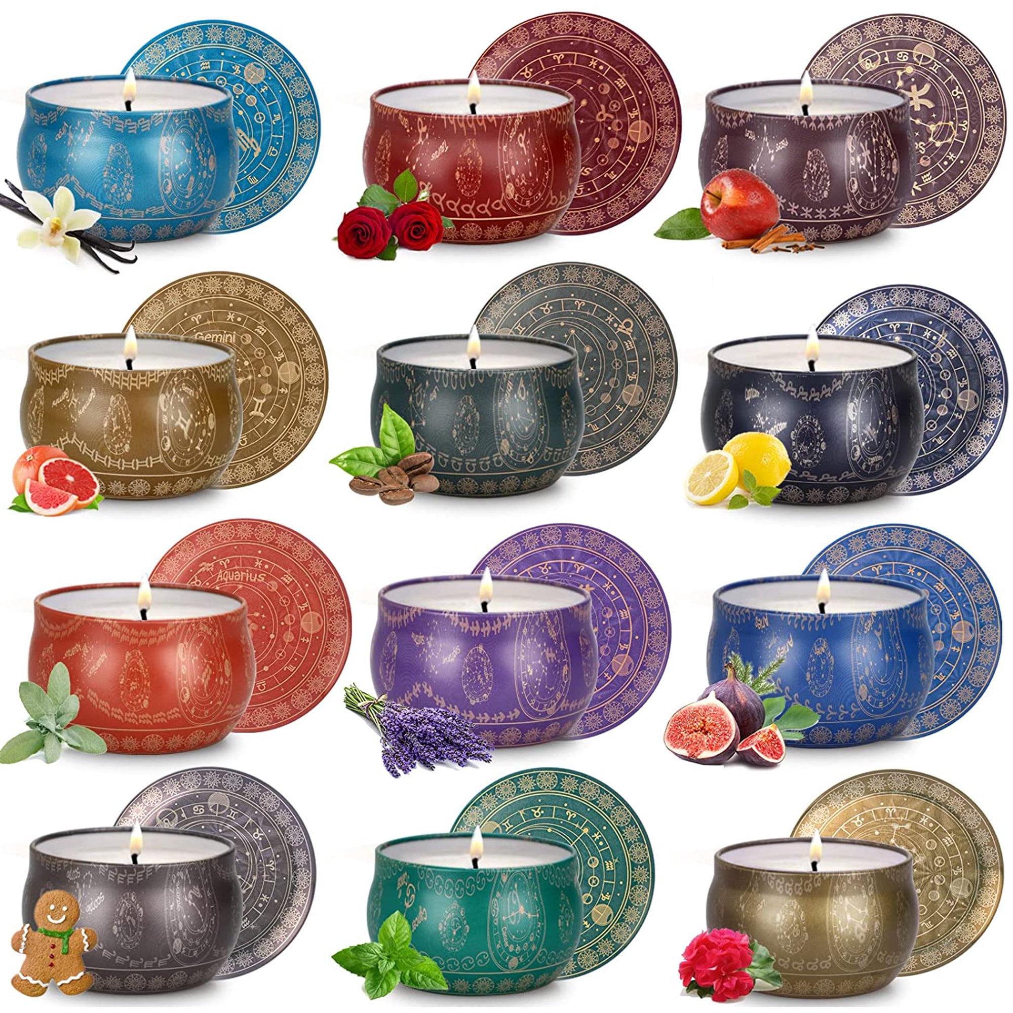 SONSIEN 12-Pack Scented Soy Candles Gift Set, Aromatherapy for Home ...