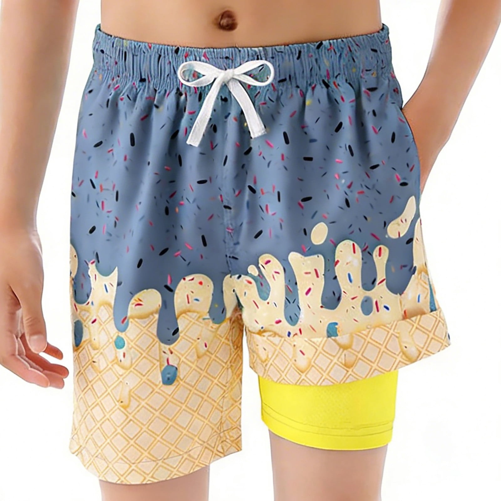 SONXAHE Big Boy Swim Trunks with Ice Print Leisure Swim Shorts Fashion ...
