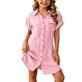 SONXAHE Button Down Dress for Tween Girl Rolled-Up Pocket Design Daily ...