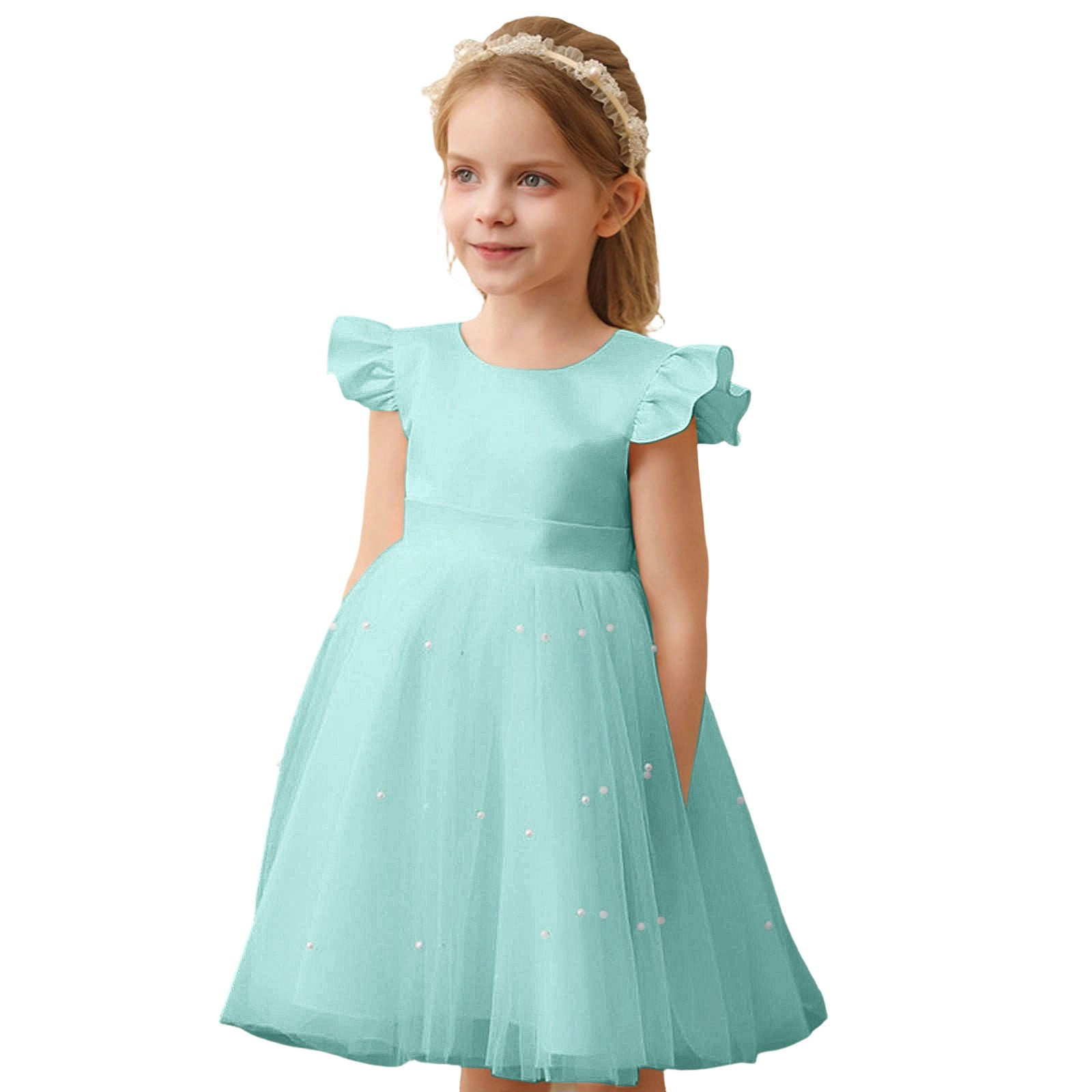 SONXAHE Dress for Big Girls Fly Sleeve Lace Tulle Princess Dresses ...