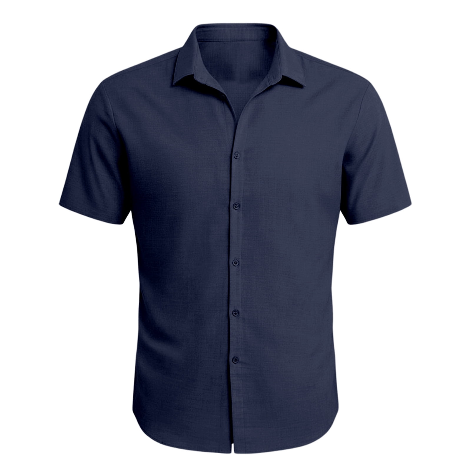 SONXAHE Men's Solid Short-Sleeve Dress Shirt Smart-Casual Office ...