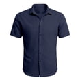 SONXAHE Men's Solid Short-Sleeve Dress Shirt Smart-Casual Office ...