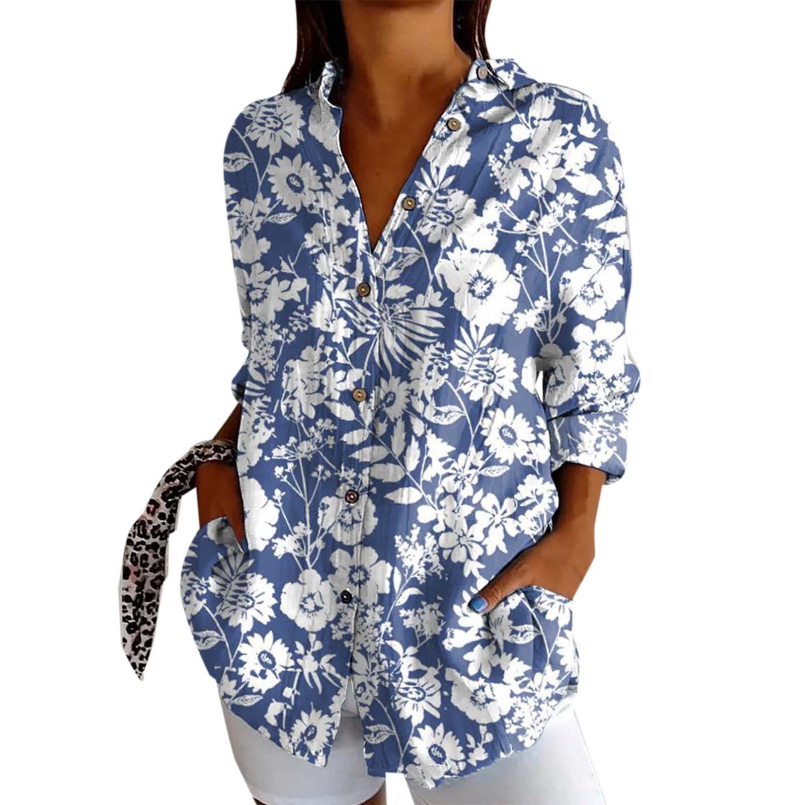 SONXAHE Women's Graphic Print Button-Down Shirt Stand-Collar Artistic ...