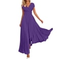 SONXAHE Women's Ruched-Waist Maxi Dress Short-Sleeve Evening Formal ...