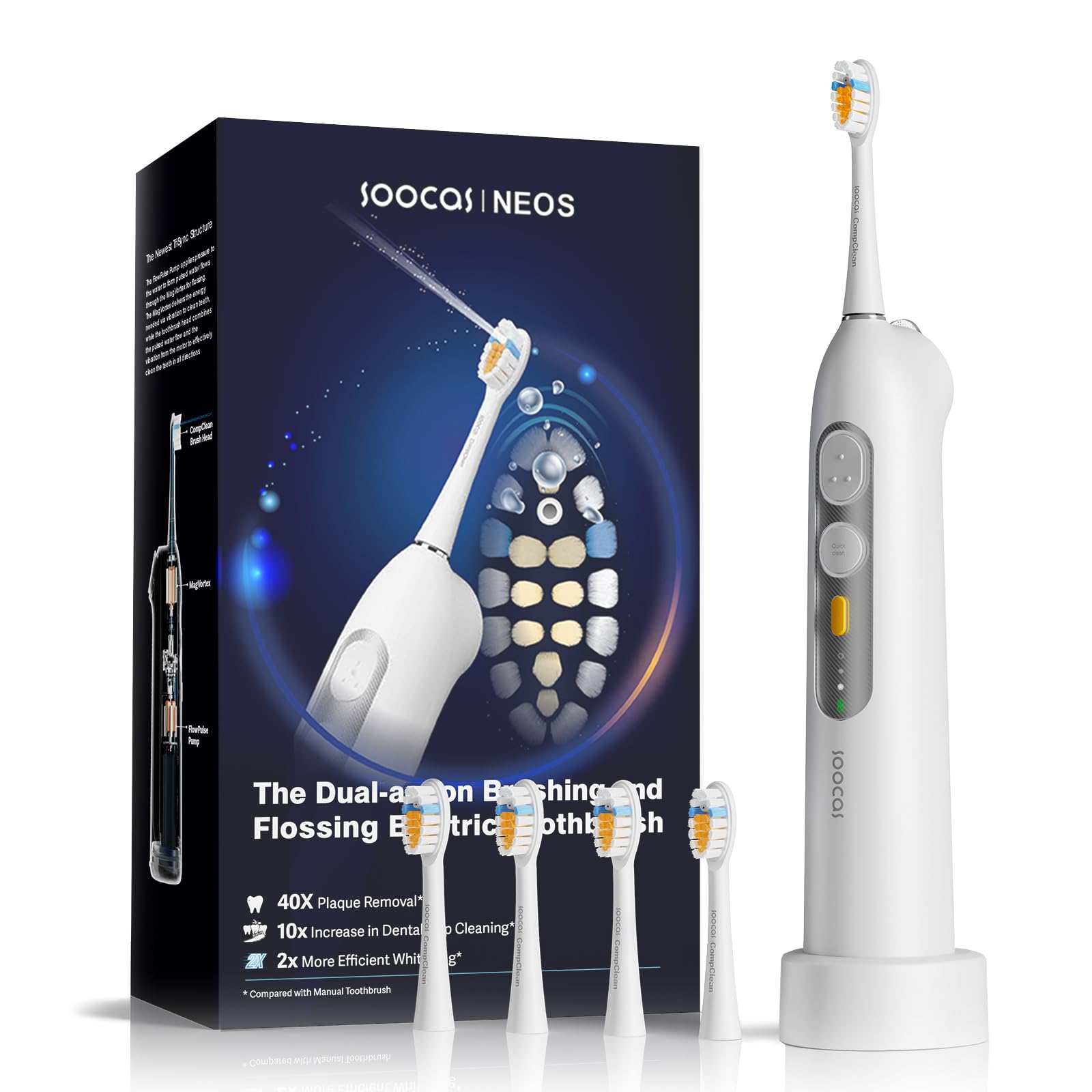 SOOCAS Neos | Electric Toothbrush with Water Flosser Cordless, 2-in-1 ...