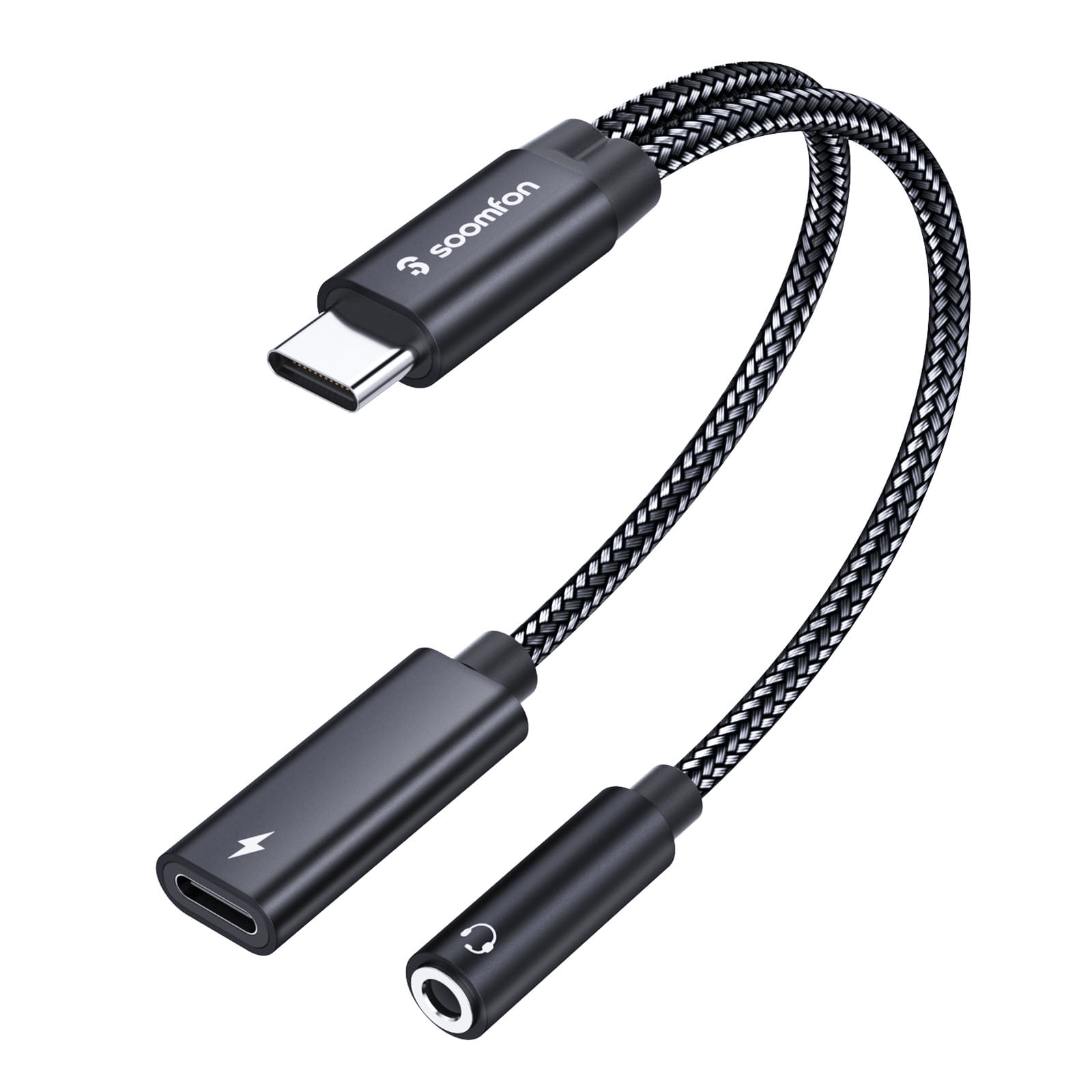 SOOMFON USB C to 3.5mm Headphone and Charger Adapter,2 in 1 USB C to ...