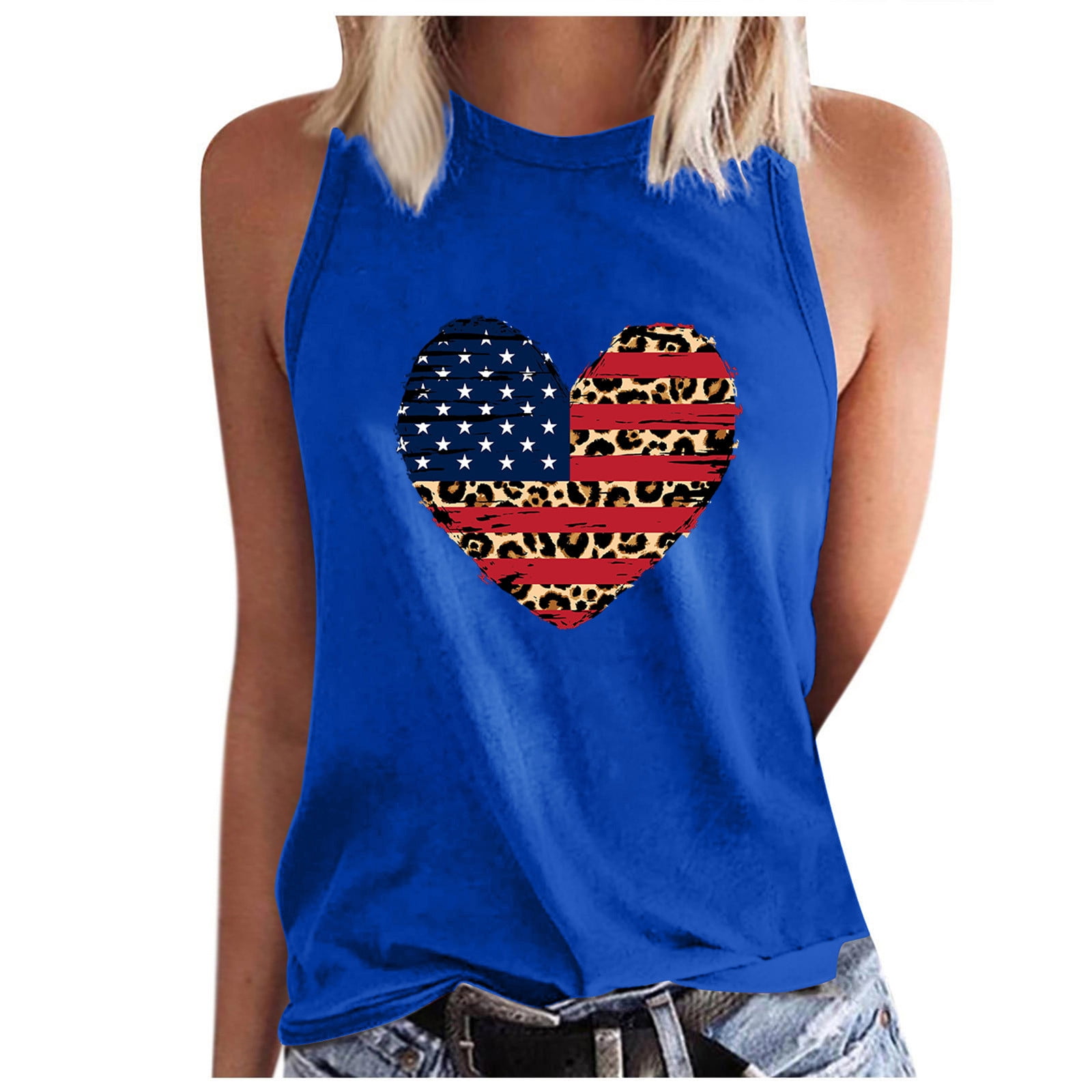 Soomlon 4th Of July 2023 Tshirts For Women Fashion American Flag Top Patriotic Stars Stripes T