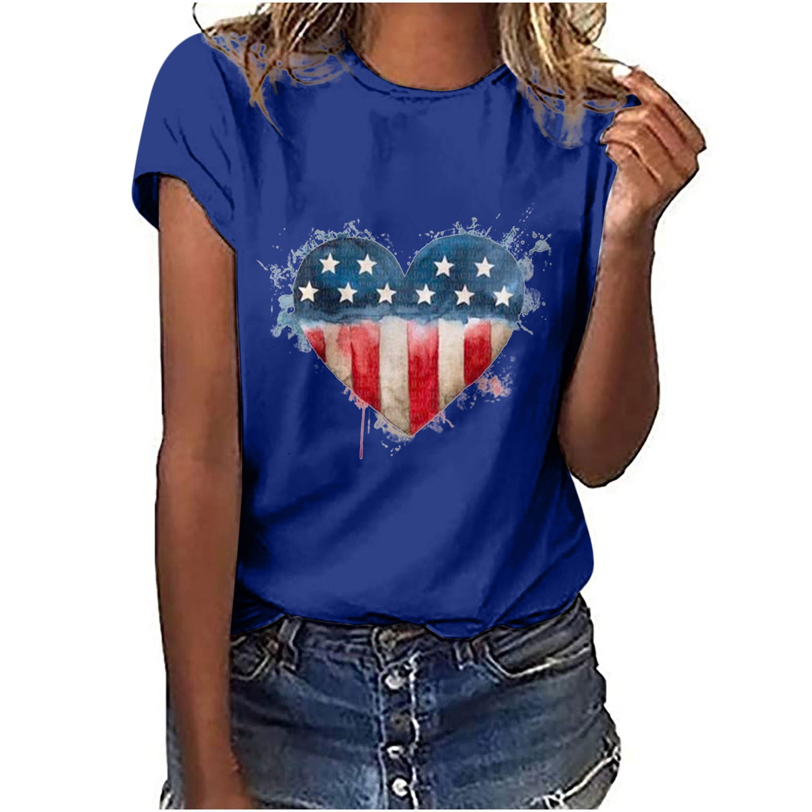 SOOMLON 4th Of July Shirts Women American Flag Print 2023 Independence Day Womens Summer Tops ...