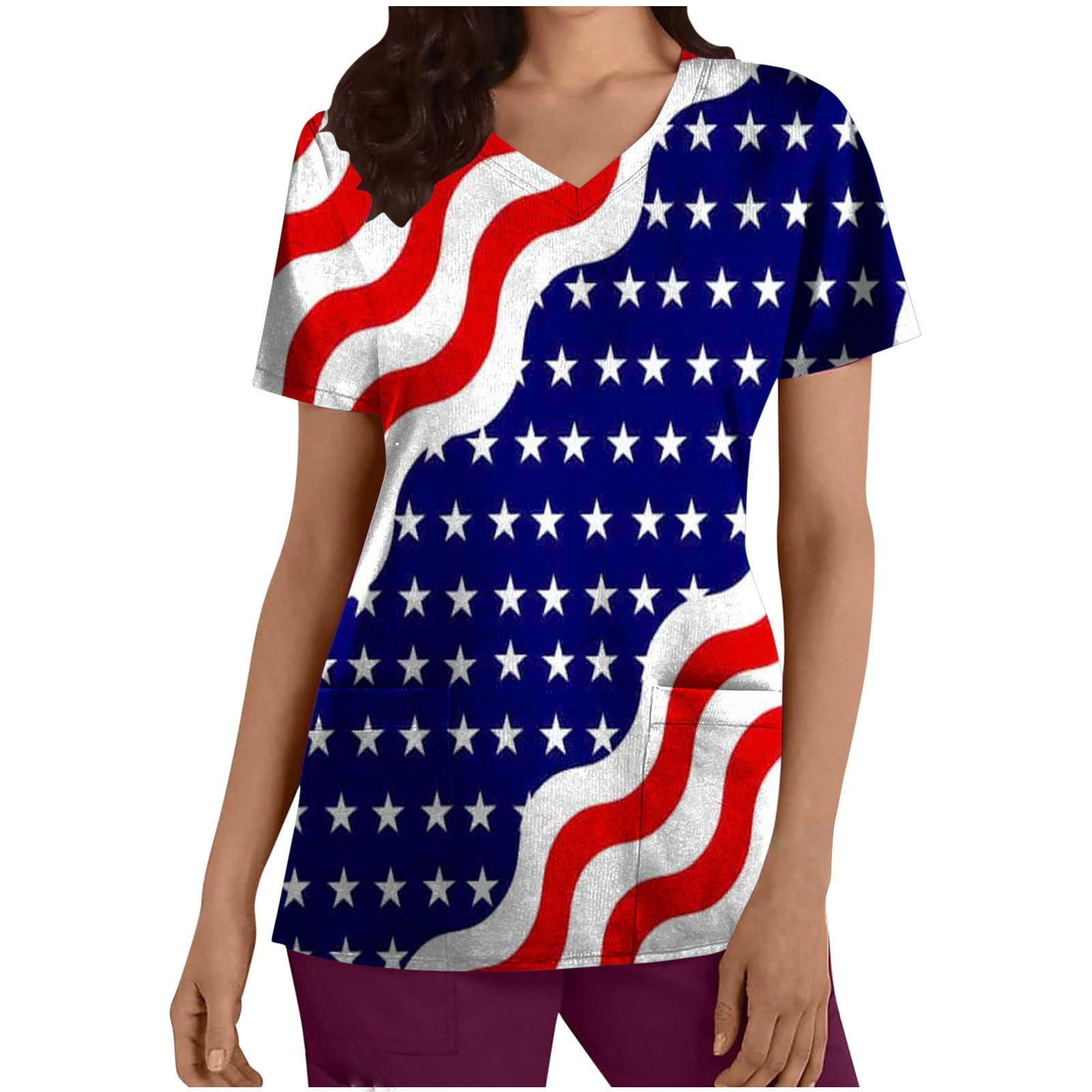 SOOMLON 4th Of July Shirts Women American Flag Print 2023 Independence Day Womens Summer Tops ...