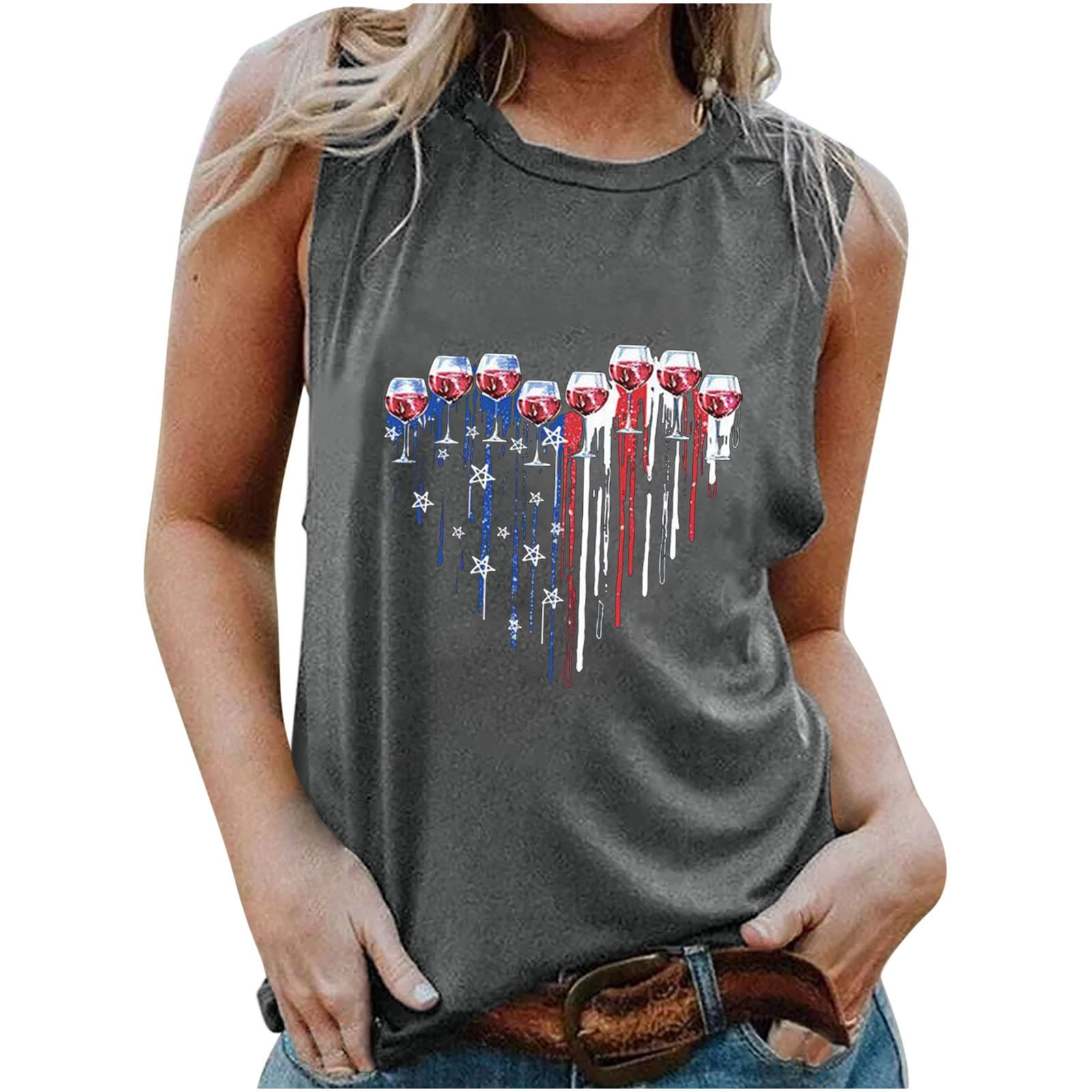 SOOMLON American Flag Star Casual Tank USA Stripes Sleeveless Vest ...