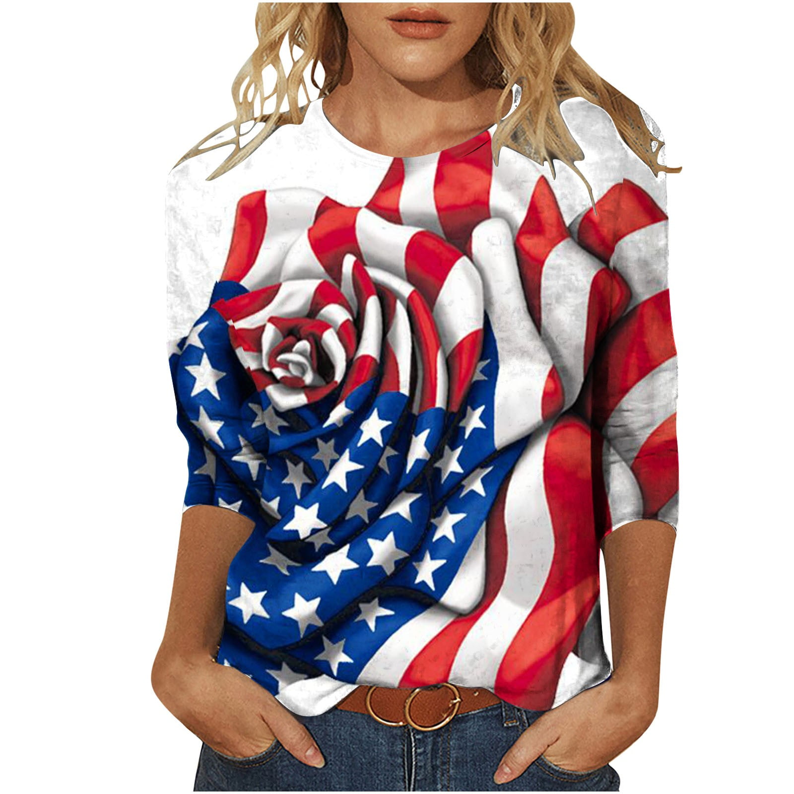 SOOMLON American Flag T Shirt Women 4th of July Patriotic Shirts Independence Day Shirts Top ...