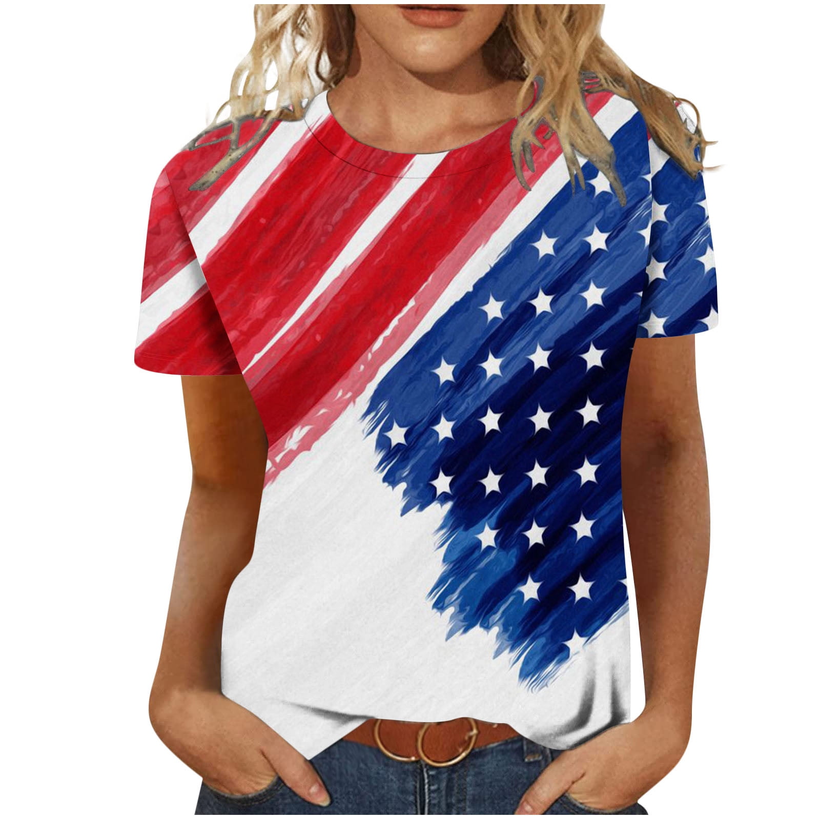 SOOMLON American Flag Tops for Women 4th of July Patriotic Shirt Independence Day USA Flag ...