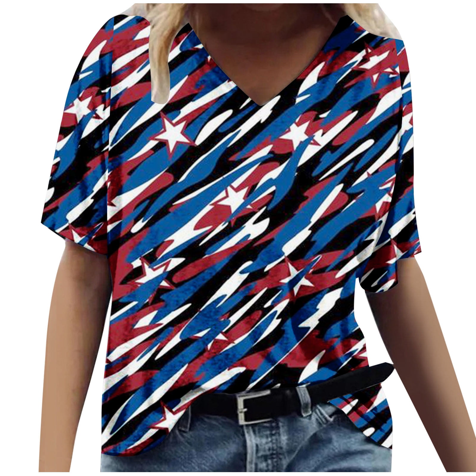 SOOMLON American Flag Tops for Women 4th of July Patriotic Shirt Independence Day USA Flag ...